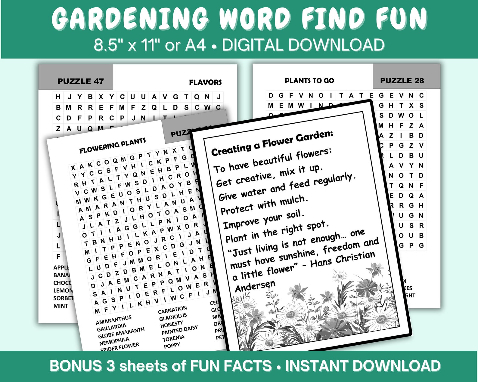 Volume 2 Word Search Puzzles, 25 Fun Gardening Themed Word Find Puzzles ...