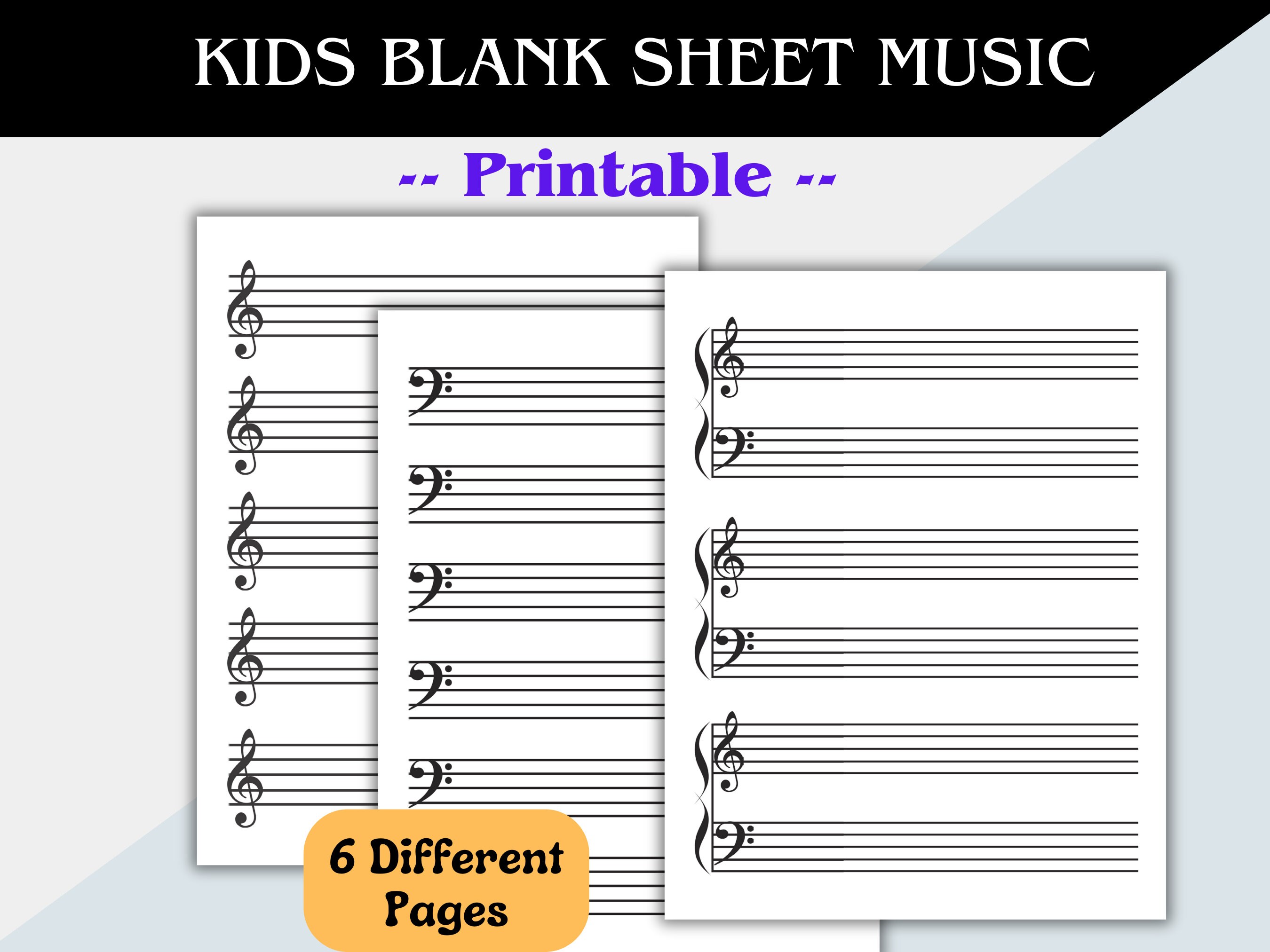 Printable Blank Sheet Music for Kids, Piano Sheet Music, Add to Song ...