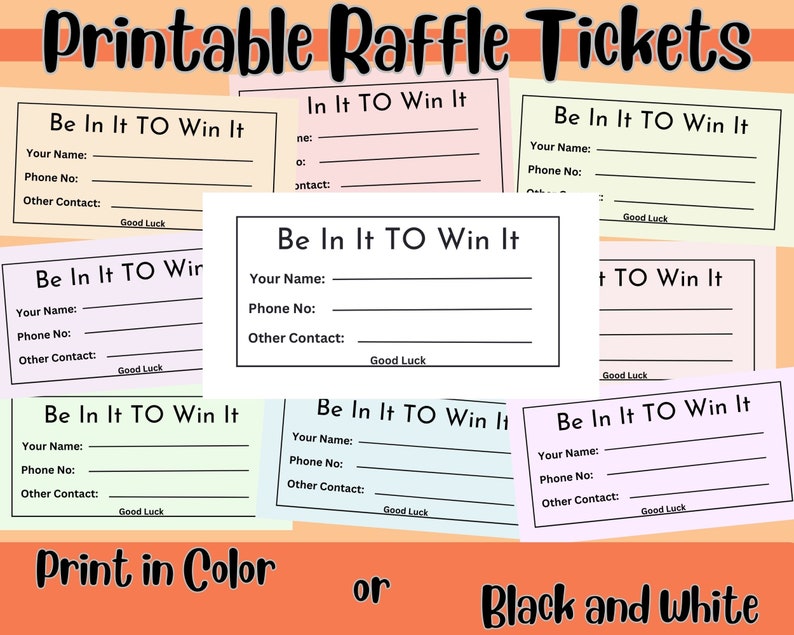 Raffle Tickets Generic Ticket Template or Event Raffle - Etsy