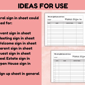 Editable Sign in Sheet, Open House Sign in Template, Attendance Sheet ...