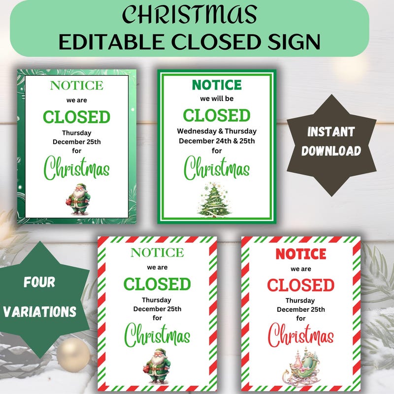Christmas Closed Sign - Etsy