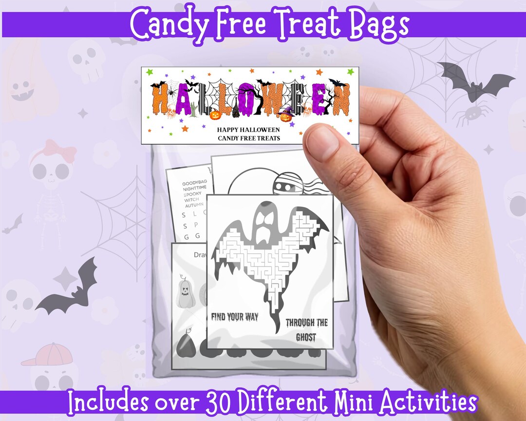 Halloween Printable Activity Treat Bags, Mini Halloween Games for Kids ...