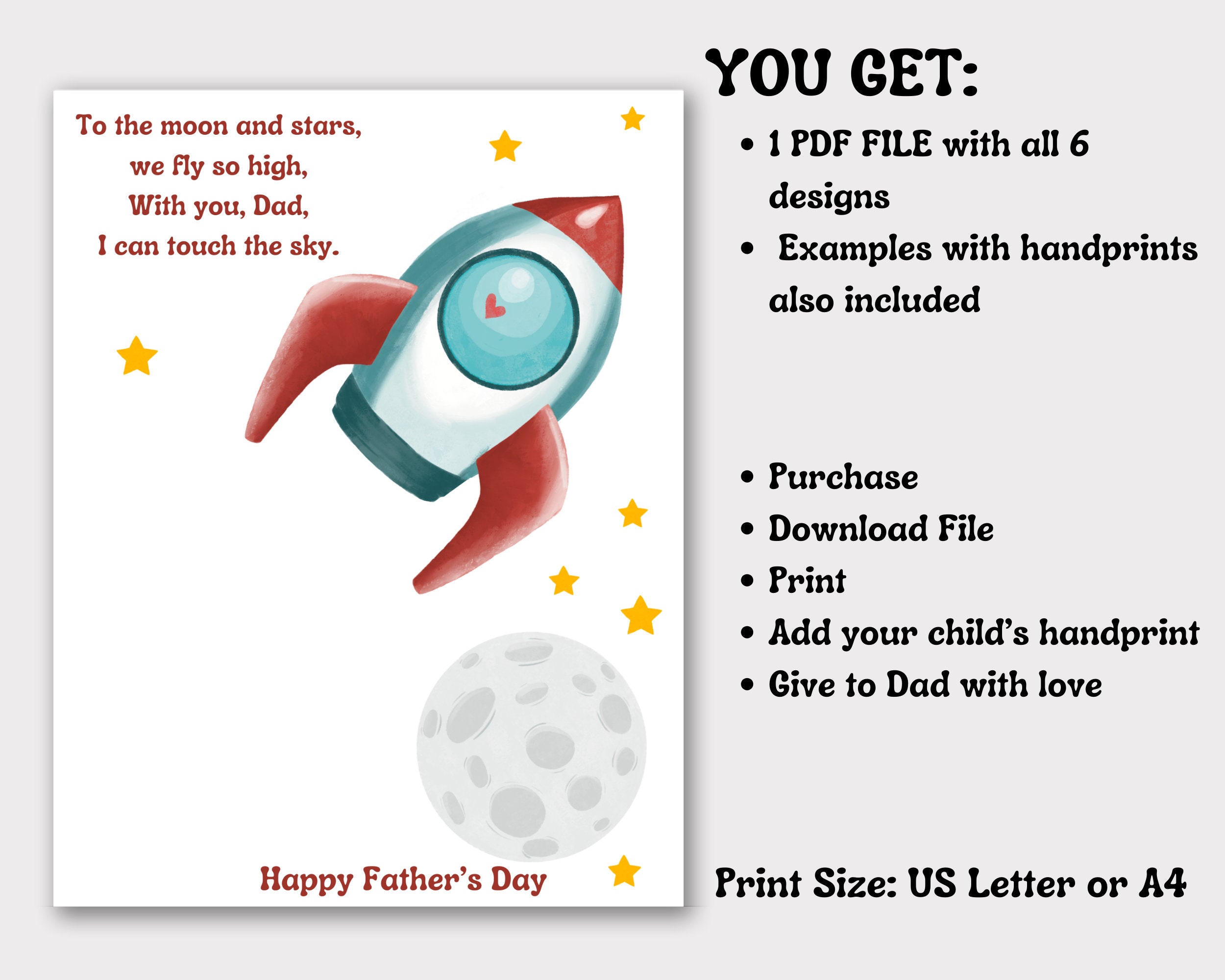 Fathers Day Handprint Art in 6 Designs, Kids Craft Project for a Dad ...