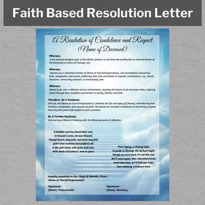 A Funeral Resolution Letter of Condolence and Respect, Use in Your ...