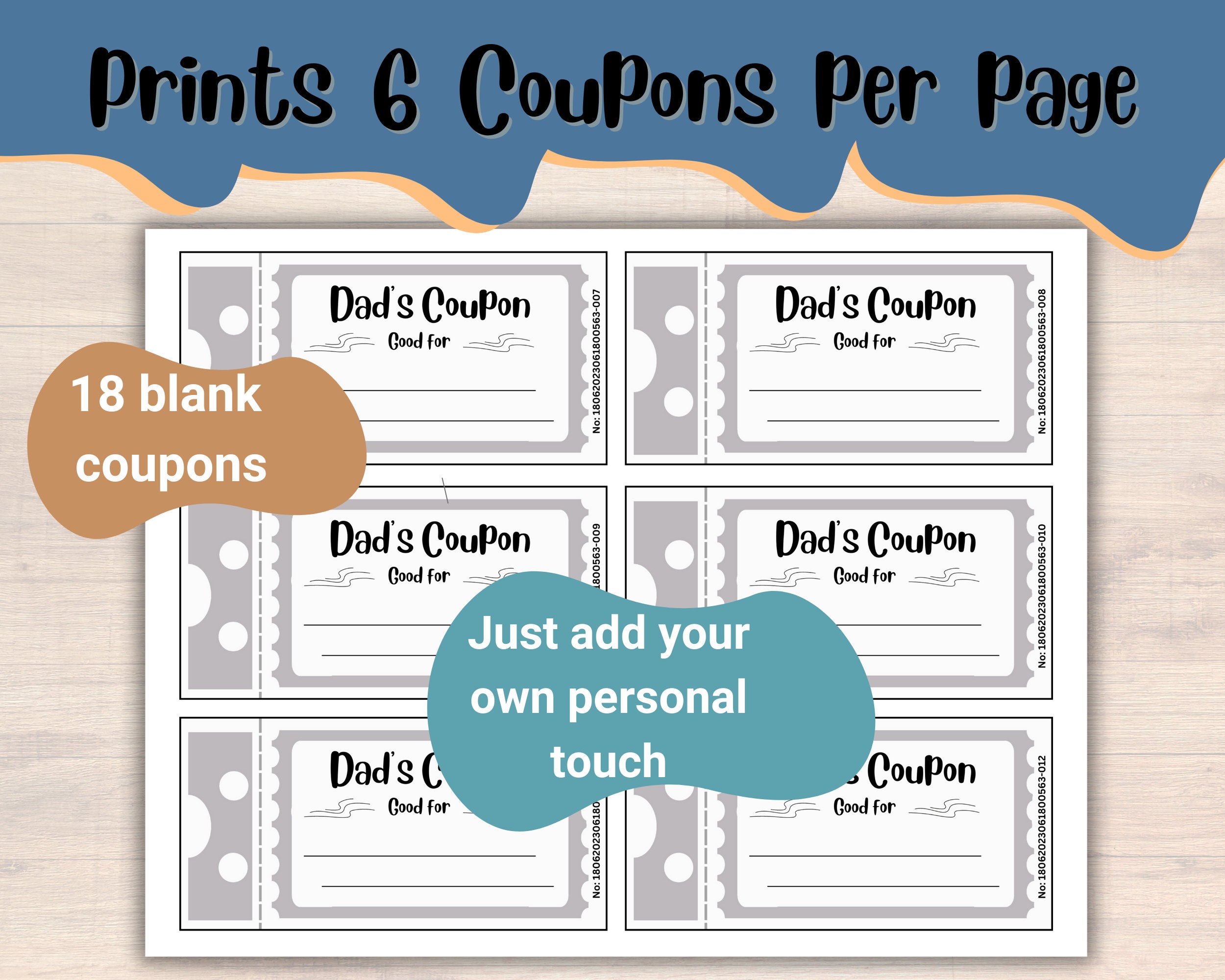 Father's Day Printable Coupon Book, A Gift for Dad on Father's Day: 18 ...