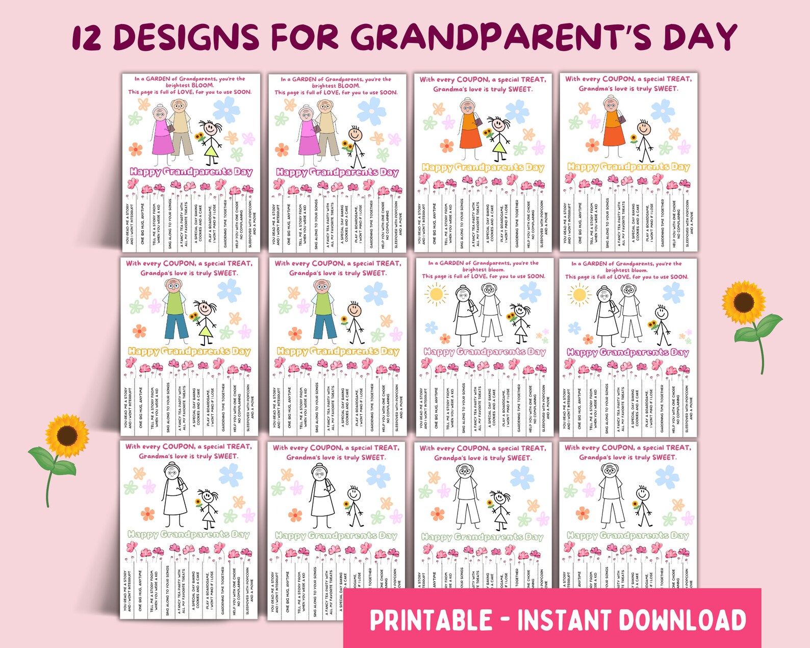 Happy Grandparent's Day Tear off Coupon Flyer - Printable Grandmother ...
