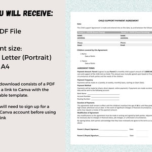 Editable Child Support Payment Agreement Letter - Personalize With Ease ...