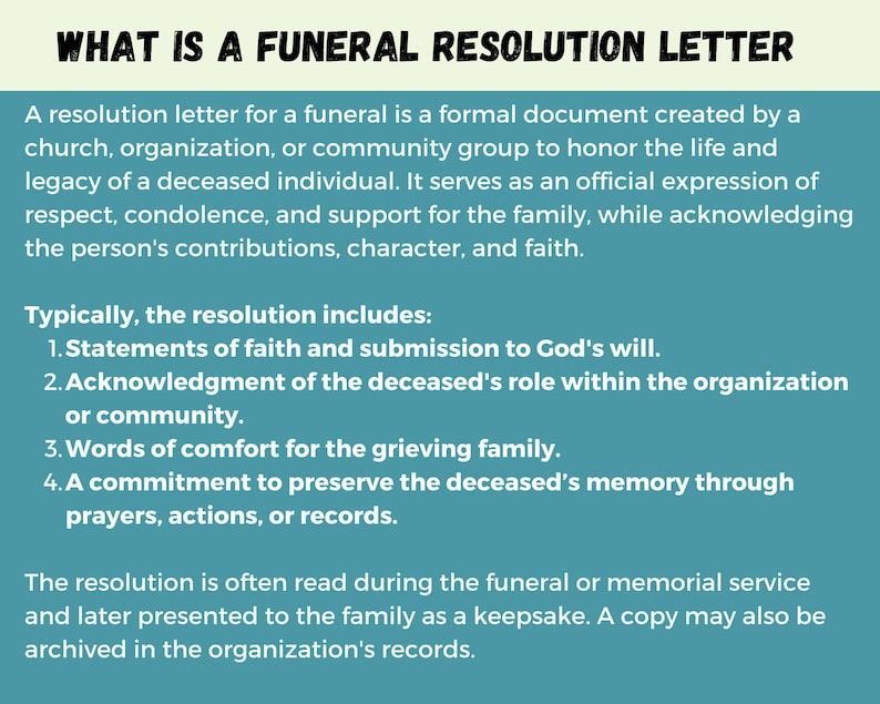 In Loving Memory Funeral Resolution Letter as Part of Your Funeral ...