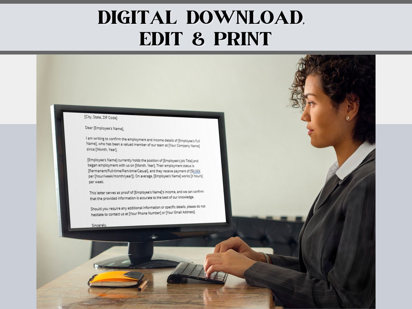 Proof of Income Letter Template - Employment Letter - Professional ...
