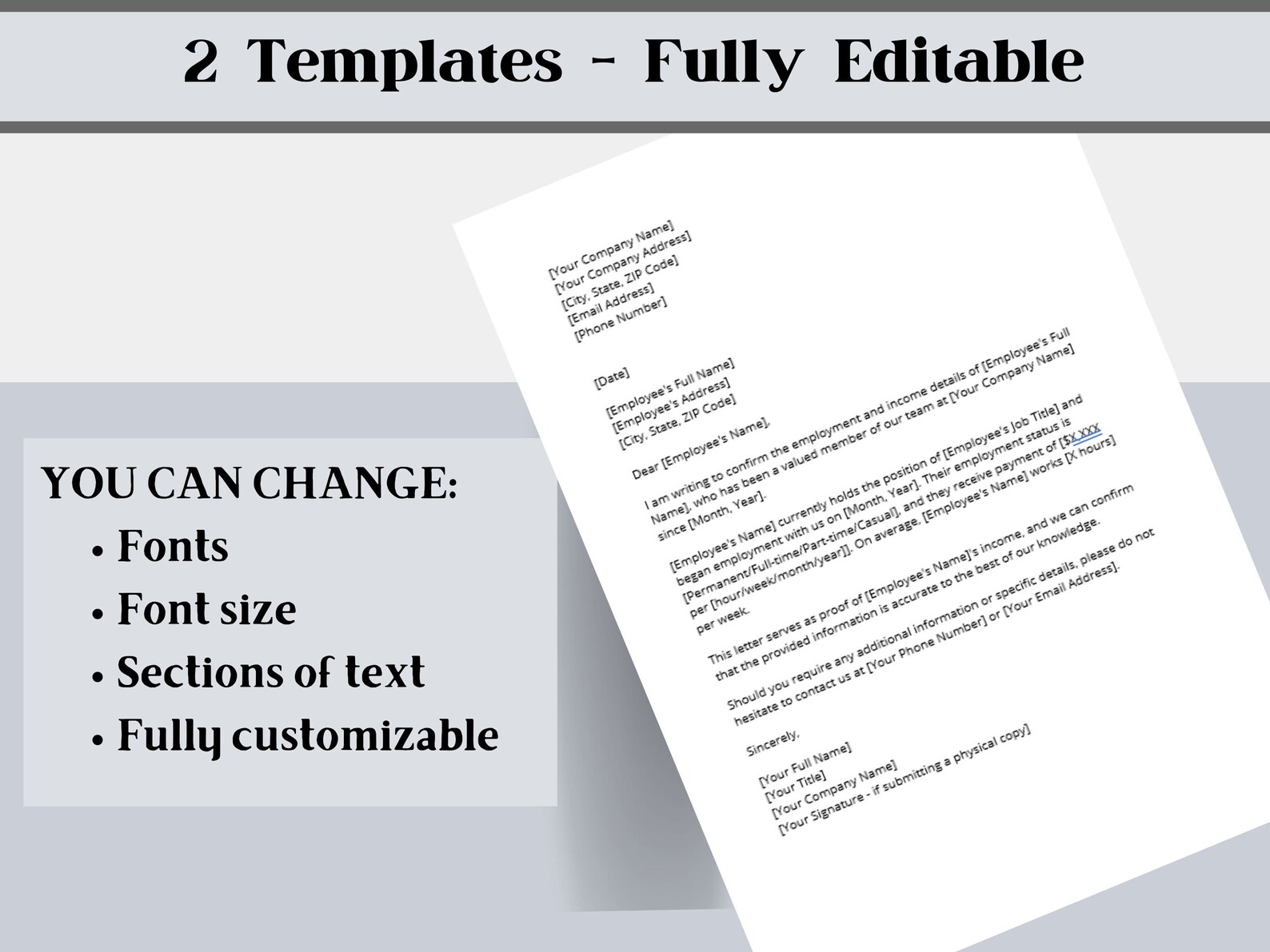 Proof of Income Letter Template - Employment Letter - Professional ...