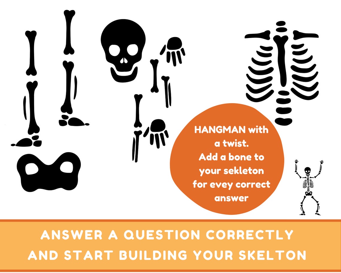 Build a Skeleton Printable Game, Hangman Game With a Skelton, 36 ...