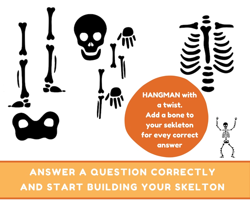 Build a Skeleton Printable Game, Hangman Game With a Skelton, 36 ...