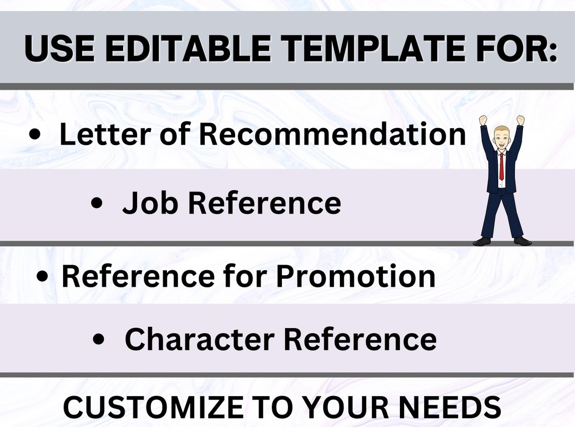 Letter of Recommendation Customizable Template for Any - Etsy