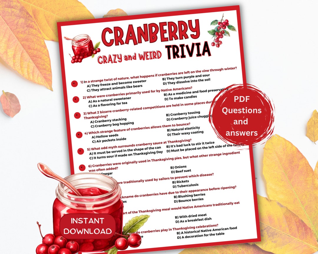 Trivia Quiz With Crazy Weird Cranberry Facts, Printable Trivia Games ...