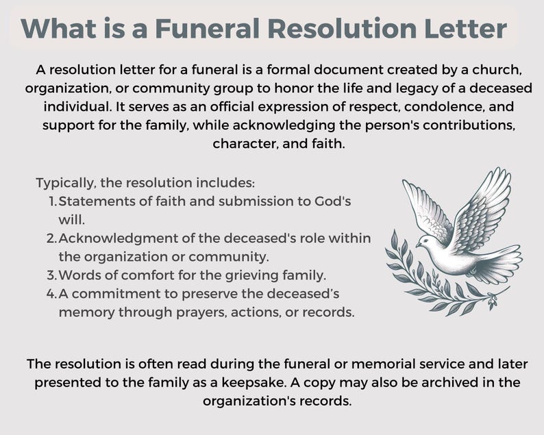 Funeral Resolution Letter A Resolution of Respect in Loving Memory ...