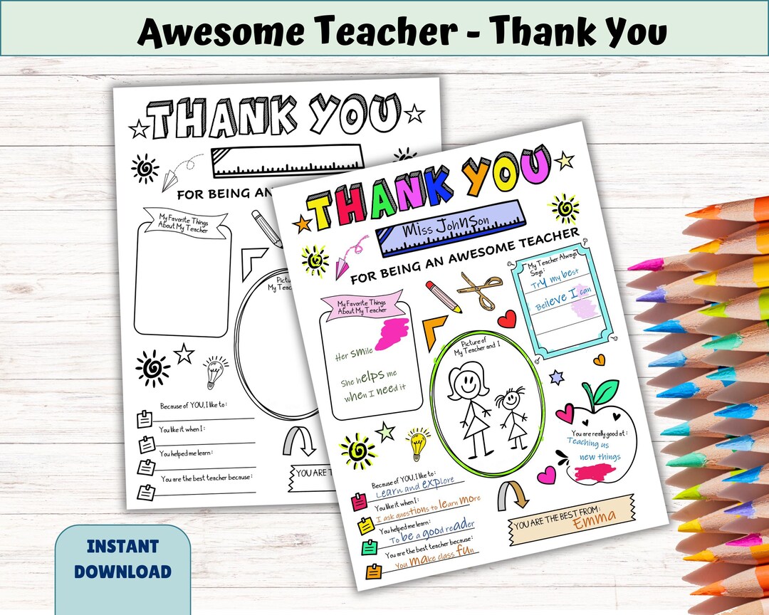 Teacher Appreciation Thank You Gift, Printable Teacher Gift, School ...