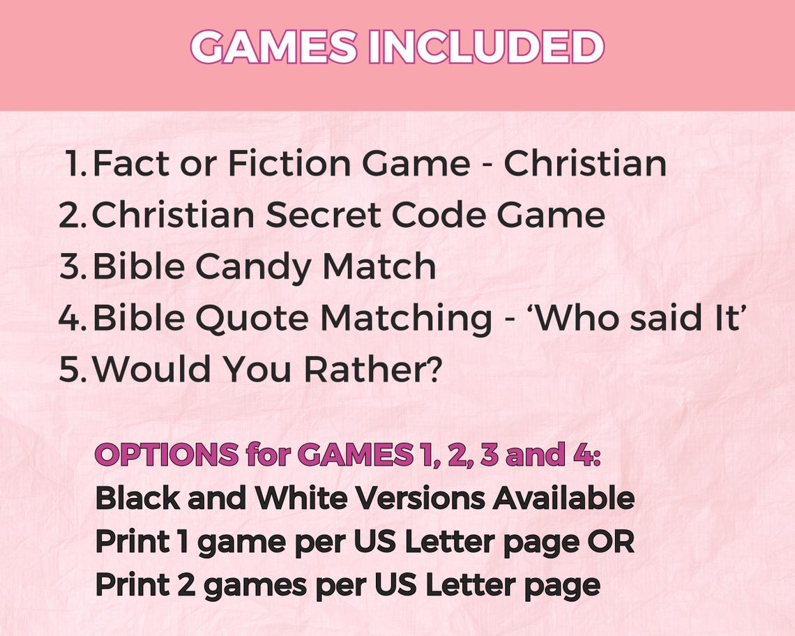 5 Bible Games BUNDLE, Christian Easter Games, Printable Christian Games ...
