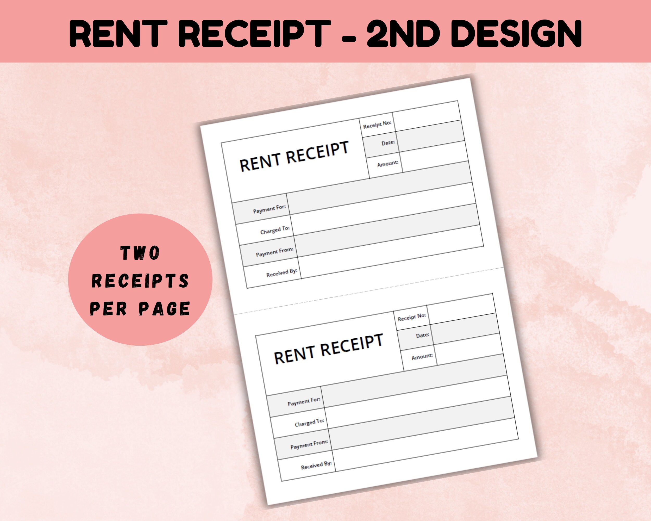 Rent Receipt Template, Printable Receipt for Personal Use or a Small ...