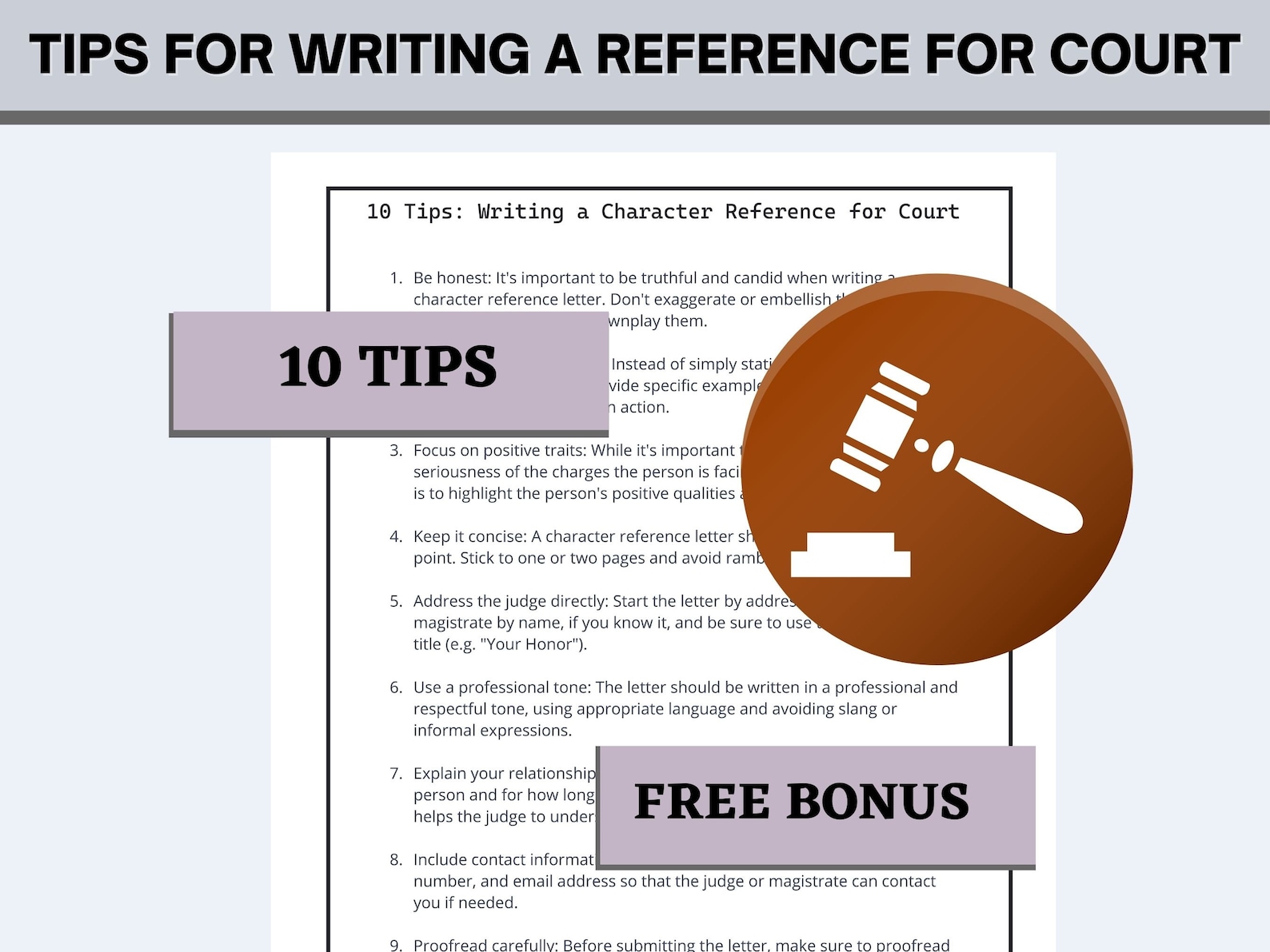 Court Character Letter or Reference Letter for Court, Editable Template ...
