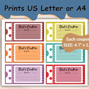 Father's Day Printable Coupon Book, A Gift for Dad on Father's Day: 18 ...