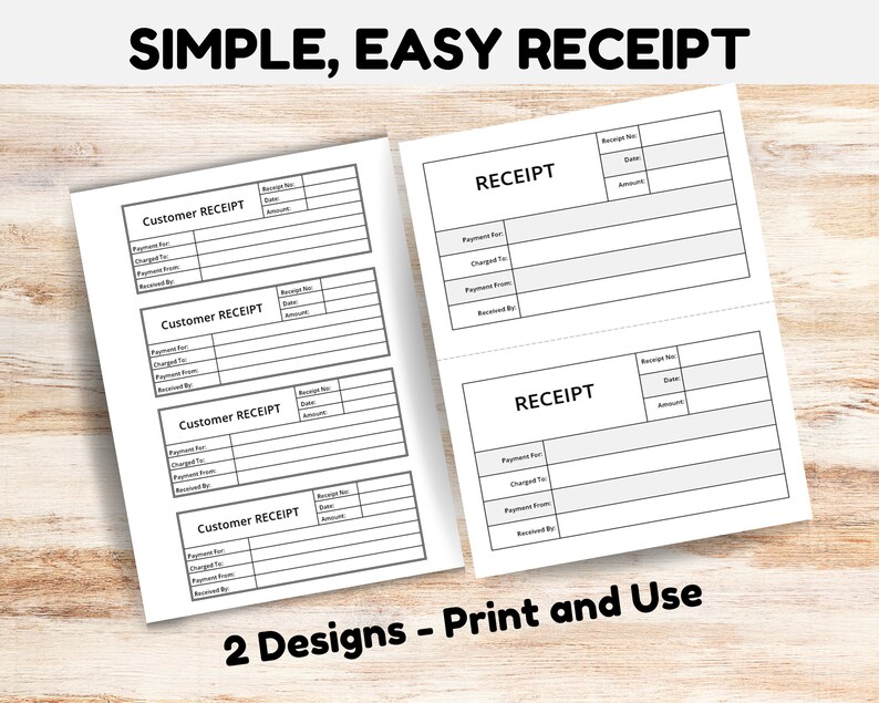 Cash Payment Receipt, Sales Receipt for Personal Use or a Small ...