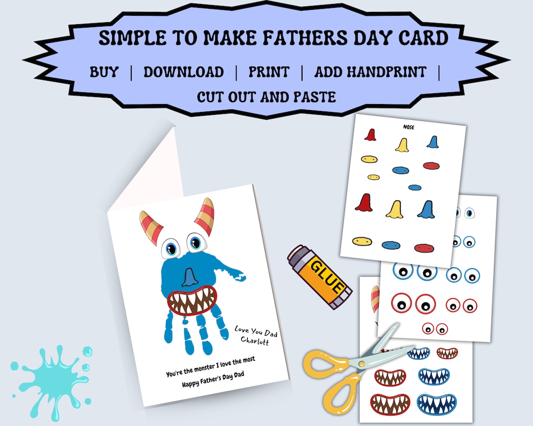 Fathers Day Card as Handprint Craft for Kids, Personalized Father's Day ...