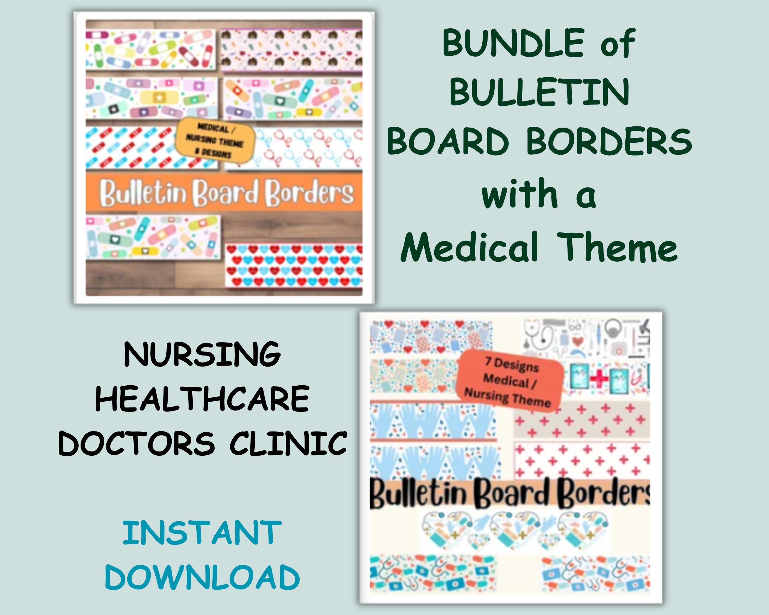BUNDLE of Bulletin Board Borders for School Nurse, Nurse Office. Add ...