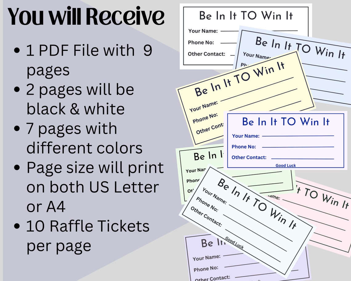 Raffle Ticket Template to Print, Simple Event Ticket Template, 10 Event ...