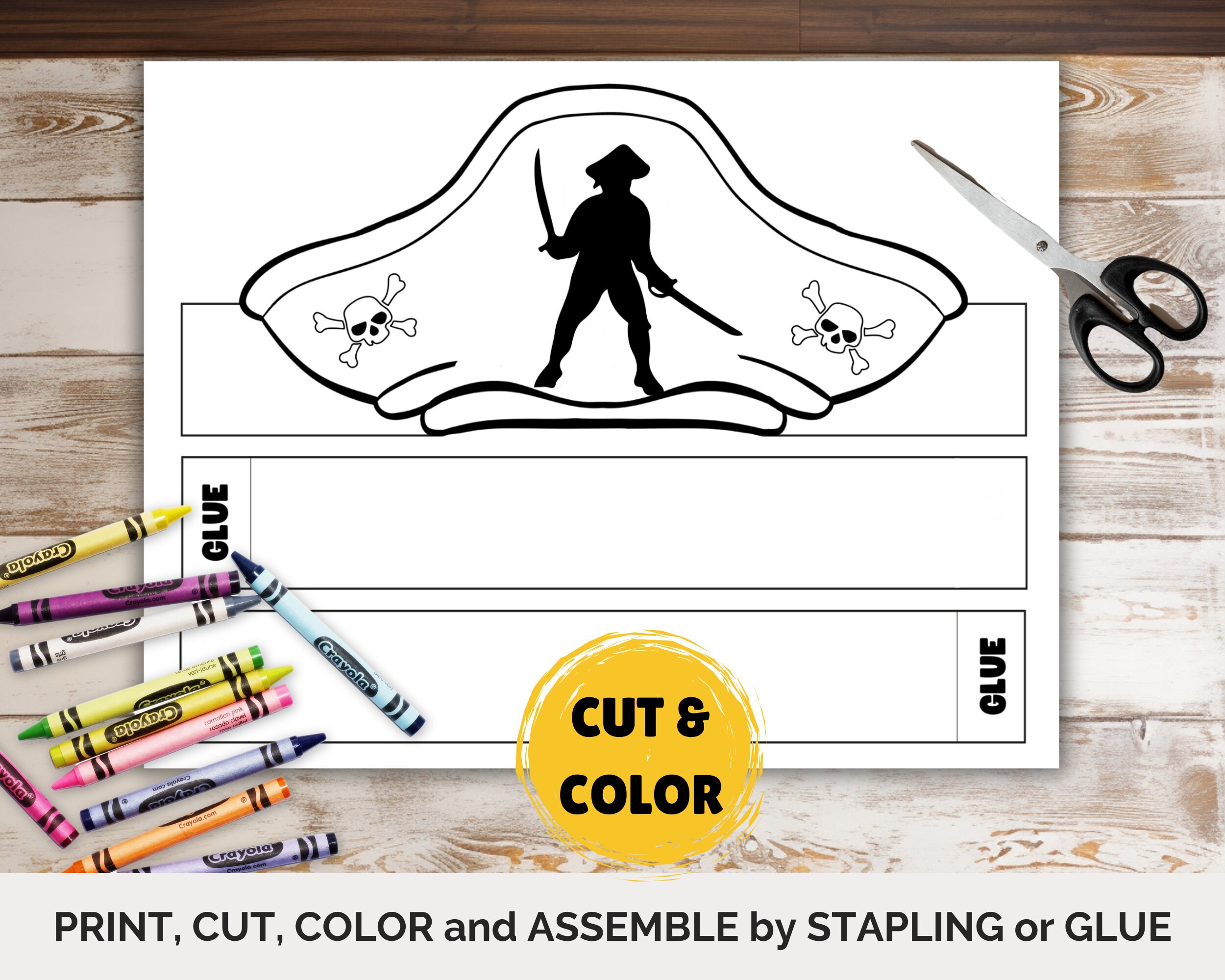 Printable Pirate Paper Crown for Kids Party Hats, Birthday Crown for ...