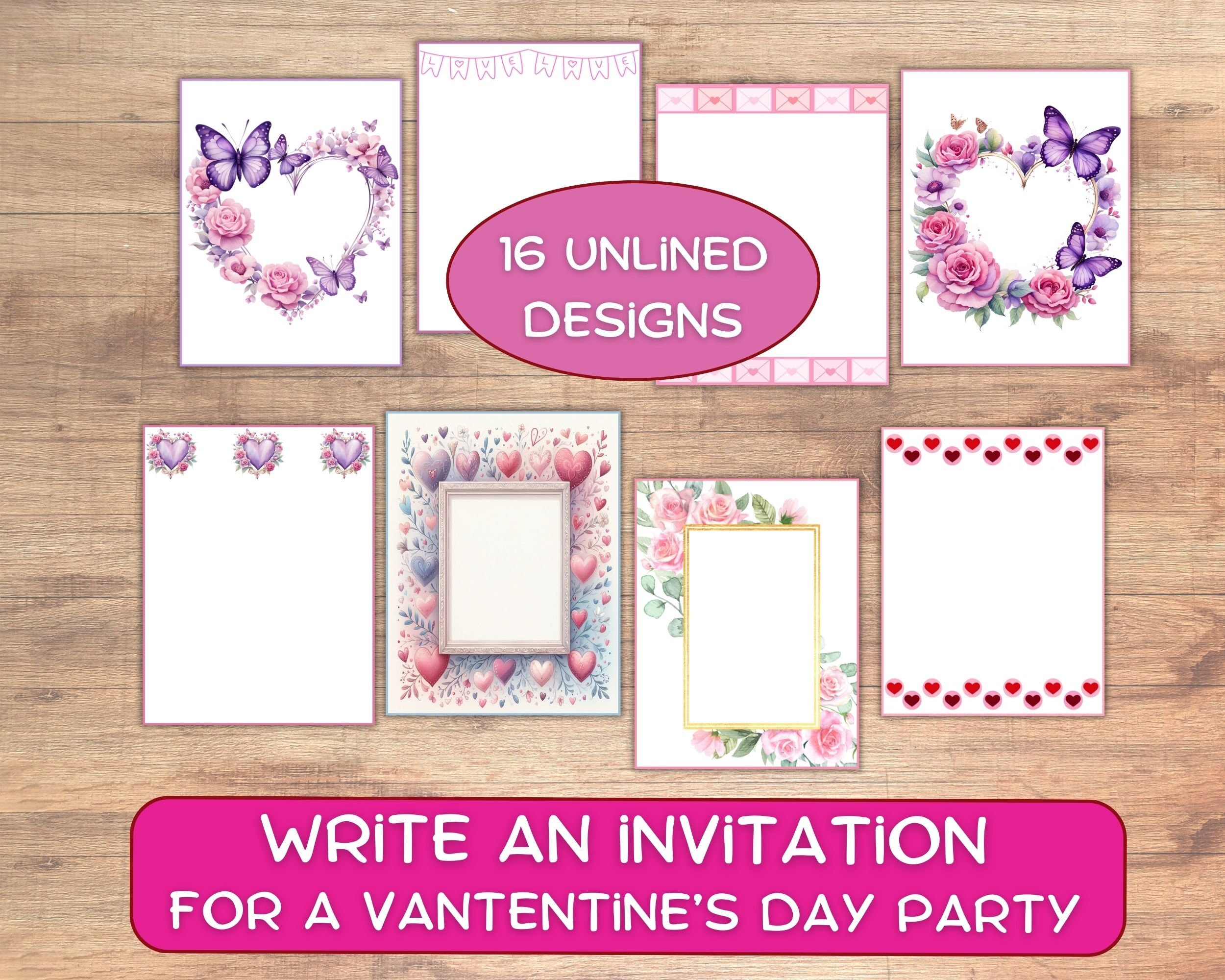 Valentine's Day Printable Stationary Set in 16 Designs Letter Writing ...