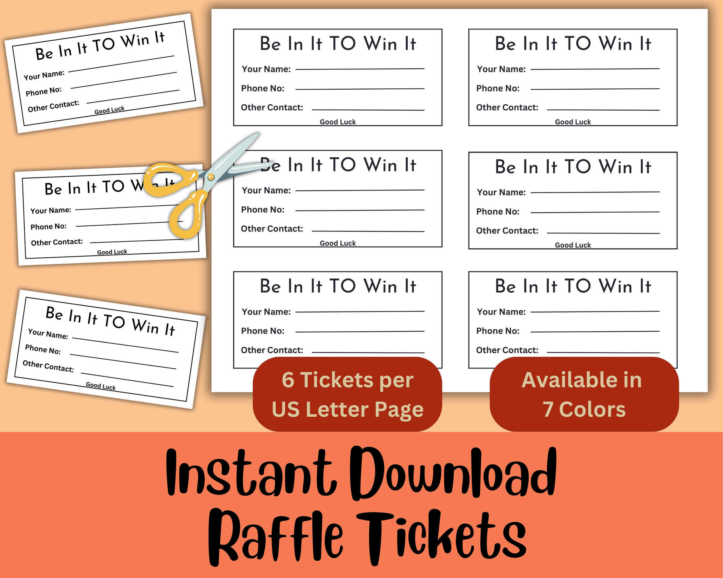 Raffle Tickets, Generic Ticket Template or Event Raffle Ticket, Use for ...