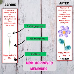 Mother's Day Bookmark, Printable Art From a Child, Kids Craft Project ...