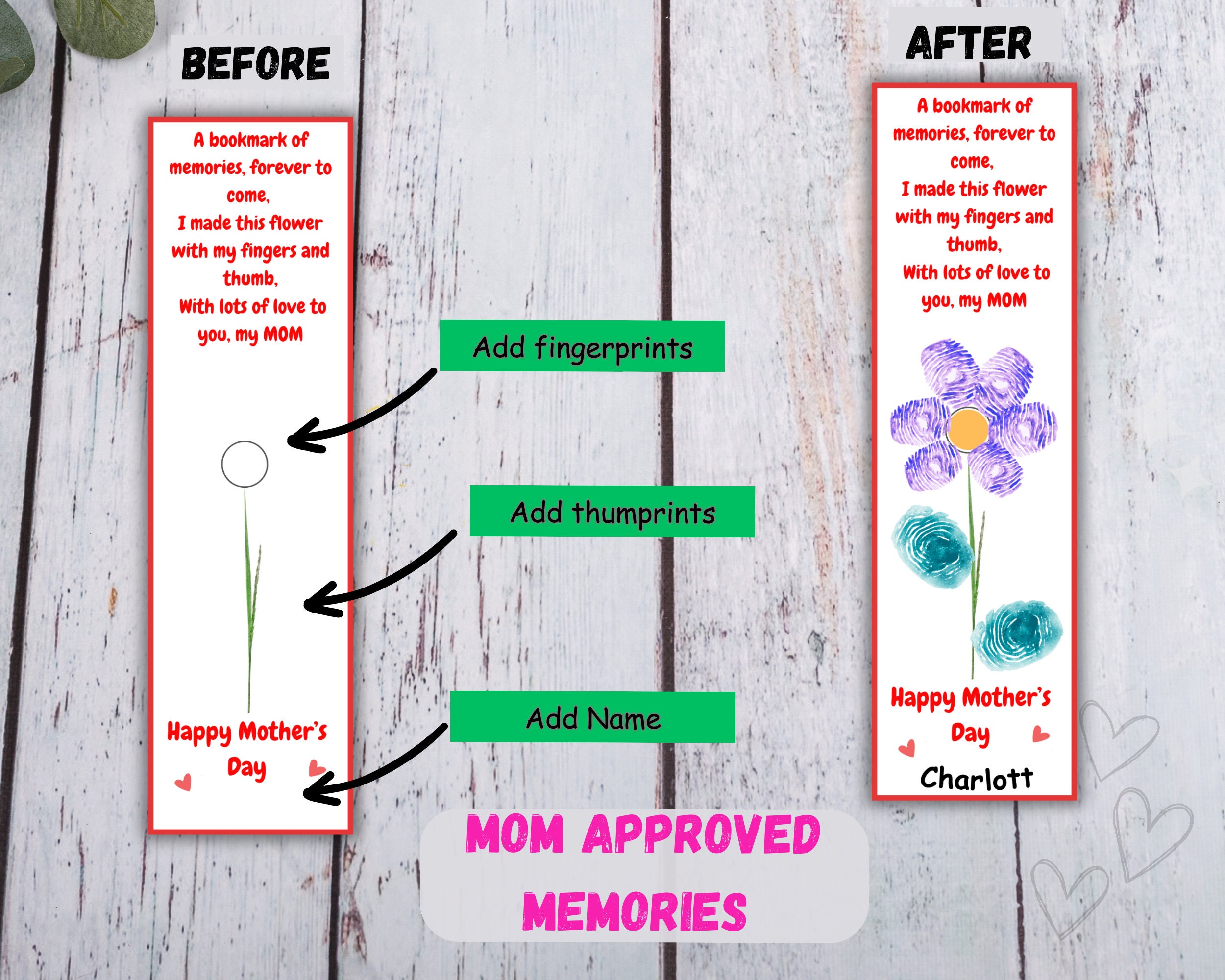 Mother's Day Bookmark, Printable Art From a Child, Kids Craft Project ...