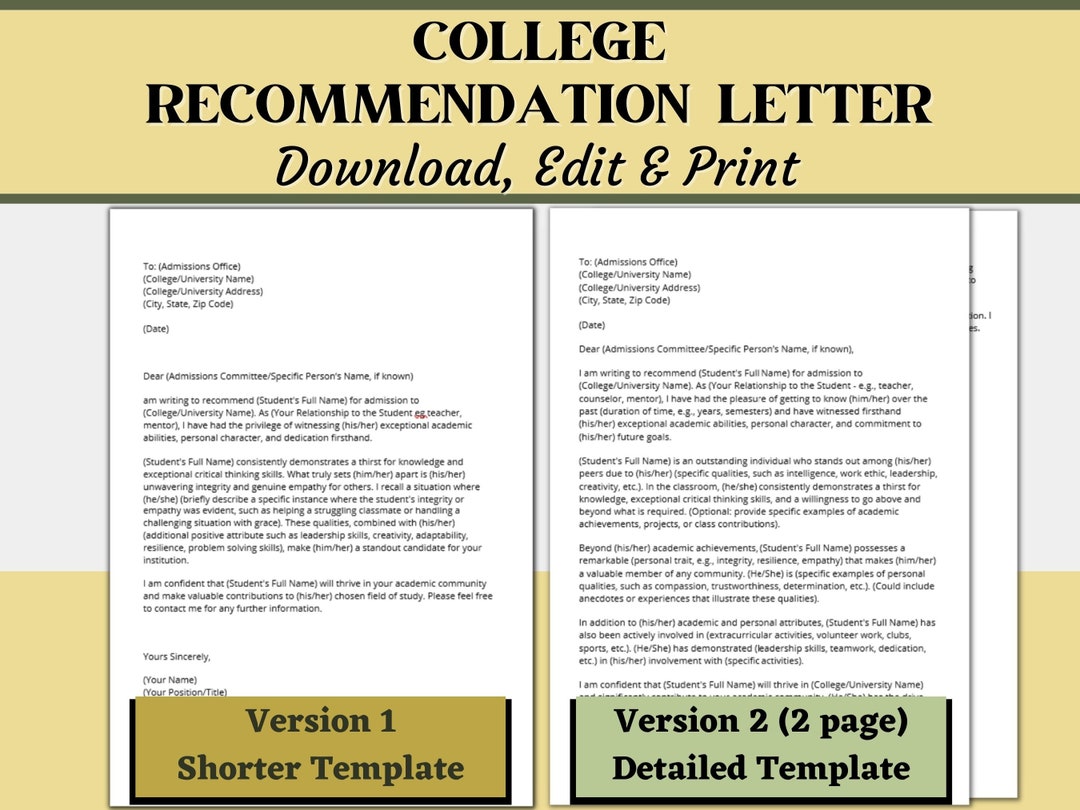 2 College Admission Recommendation Letters, Character Letter, Letter of ...