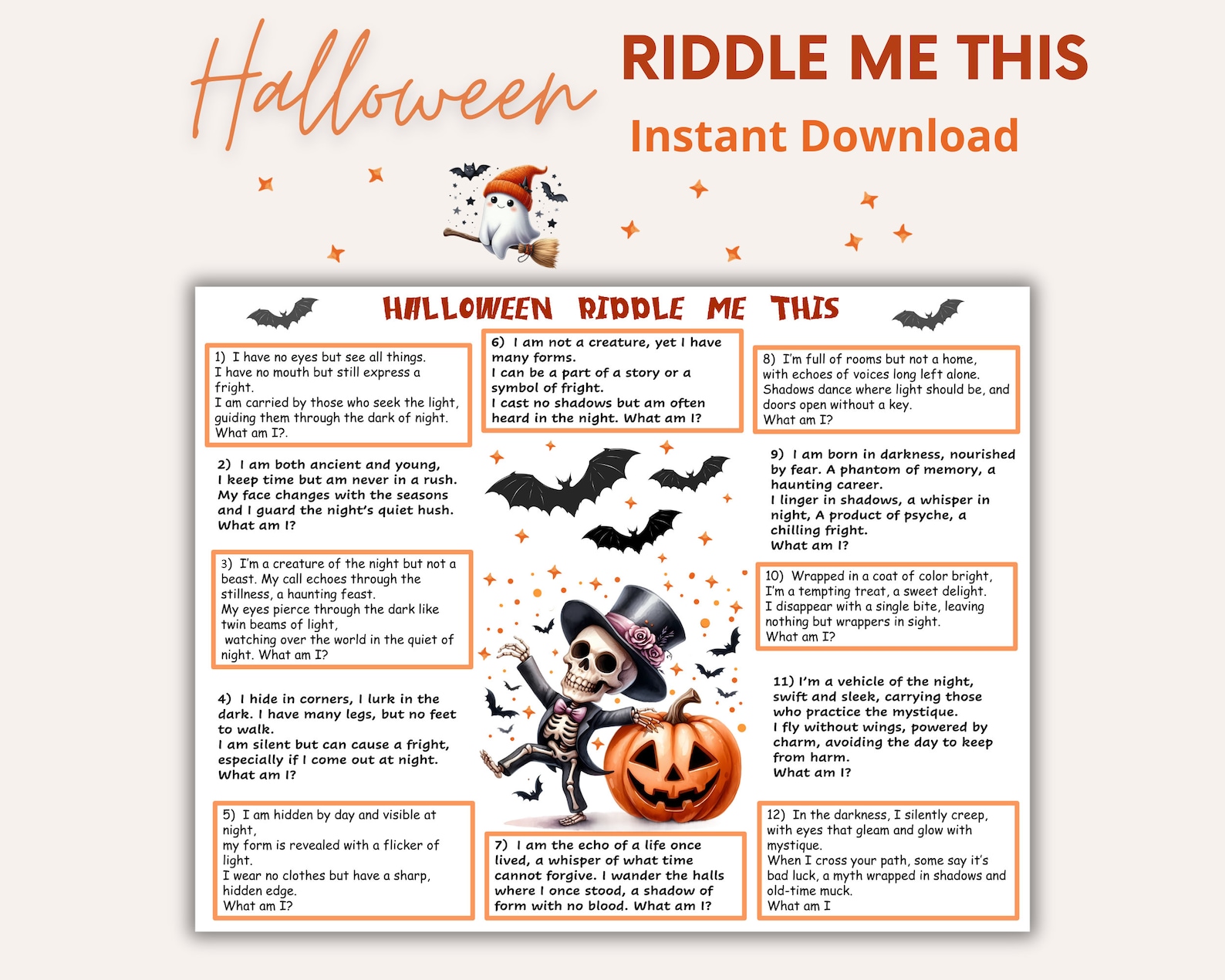 Challenging Halloween Riddle Me This for Halloween Party Games ...