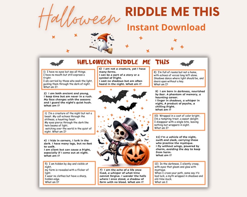 Challenging Halloween Riddle Me This for Halloween Party Games ...