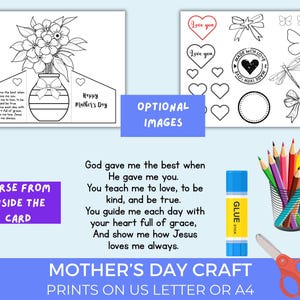 Printable Mothers Day Coloring Card, Mothers Day Bible Craft for Kids ...