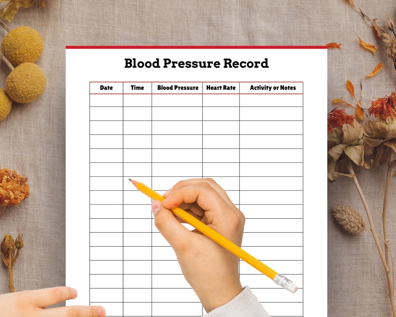 Editable Blood Pressure Log, Printable Blood Pressure Record, Monitor ...