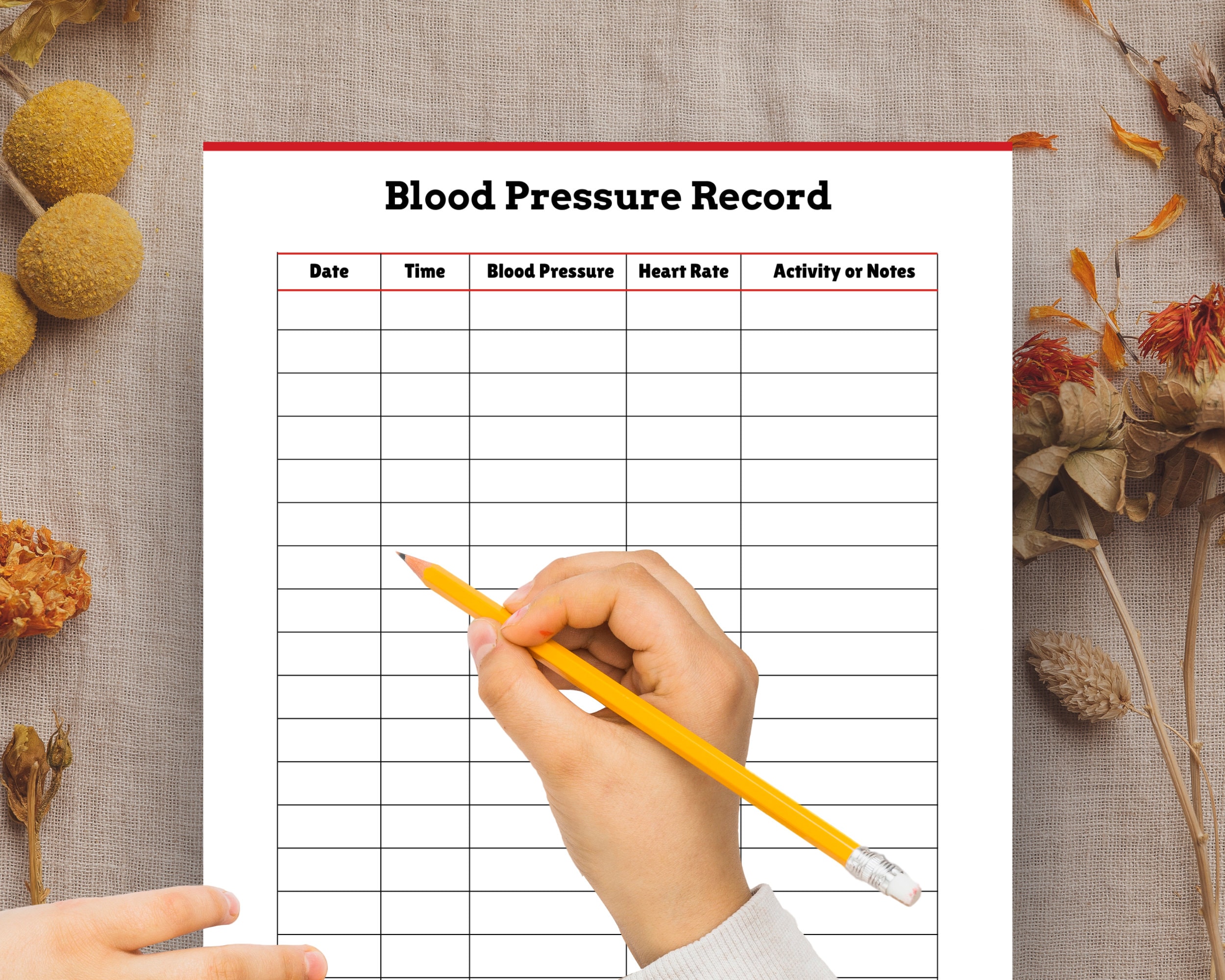 Editable Blood Pressure Log, Printable Blood Pressure Record, Monitor ...