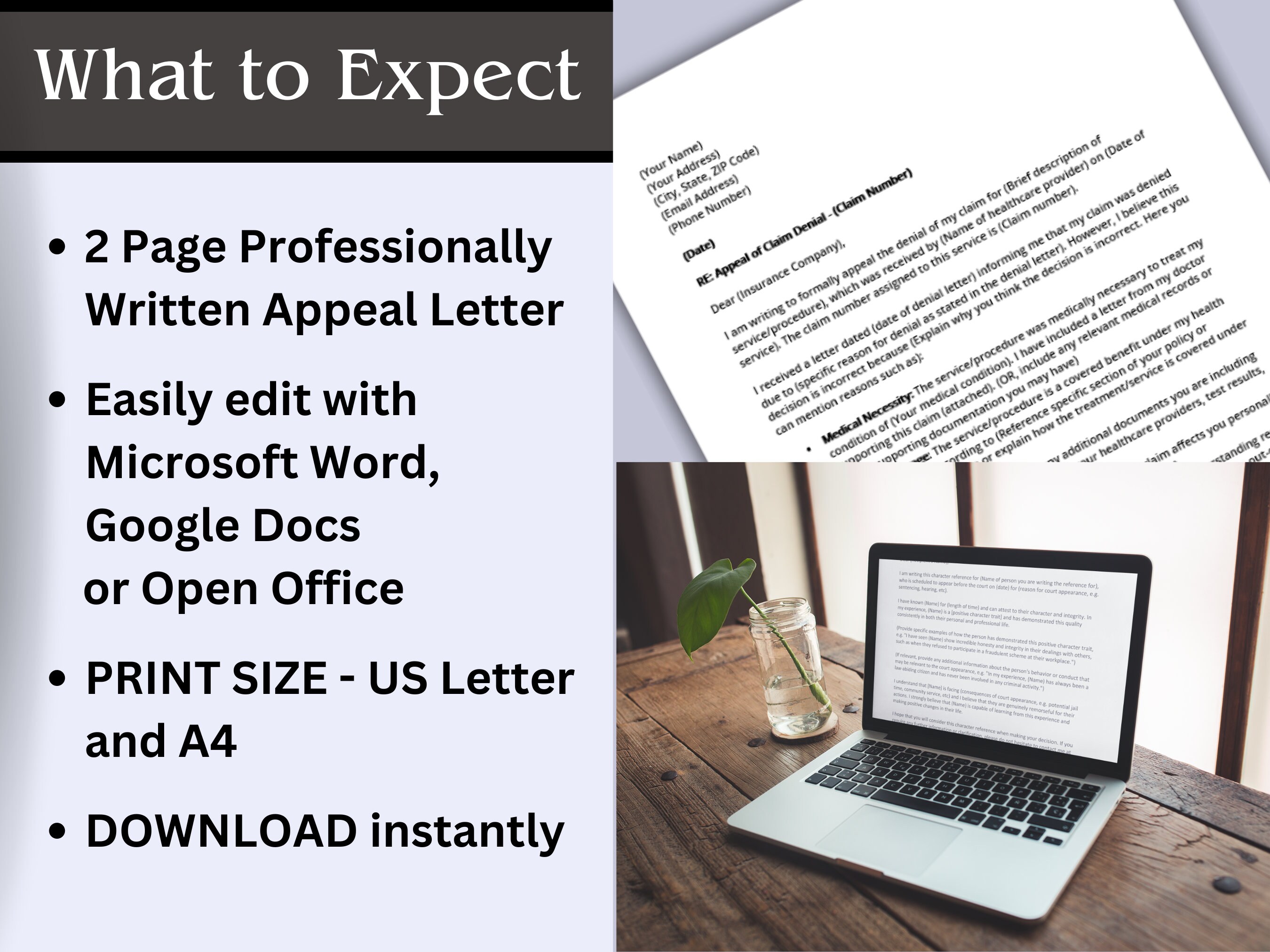 Health Insurance Appeal Letter Template, Editable Template, Insurance ...
