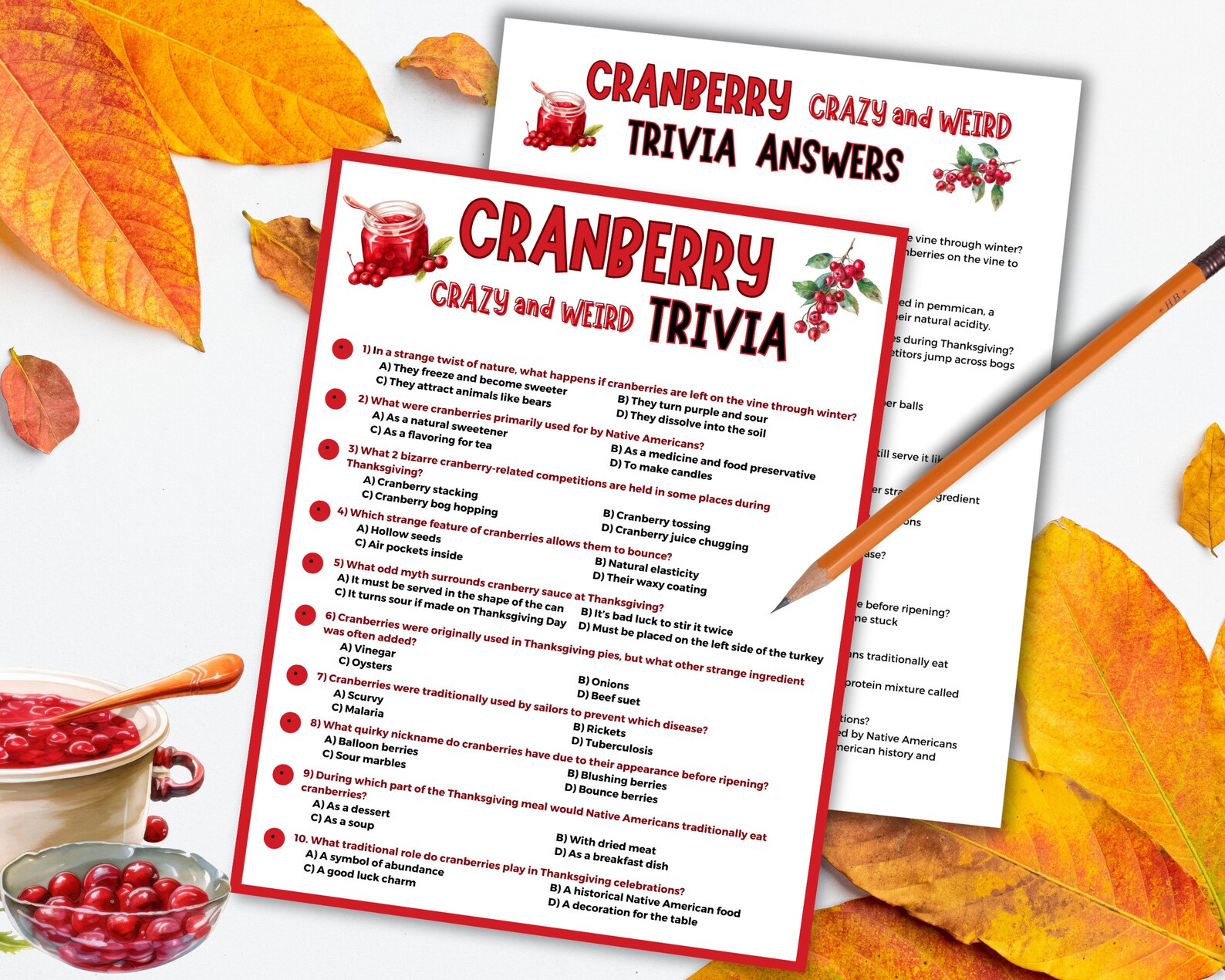 Trivia Quiz With Crazy Weird Cranberry Facts, Printable Trivia Games ...