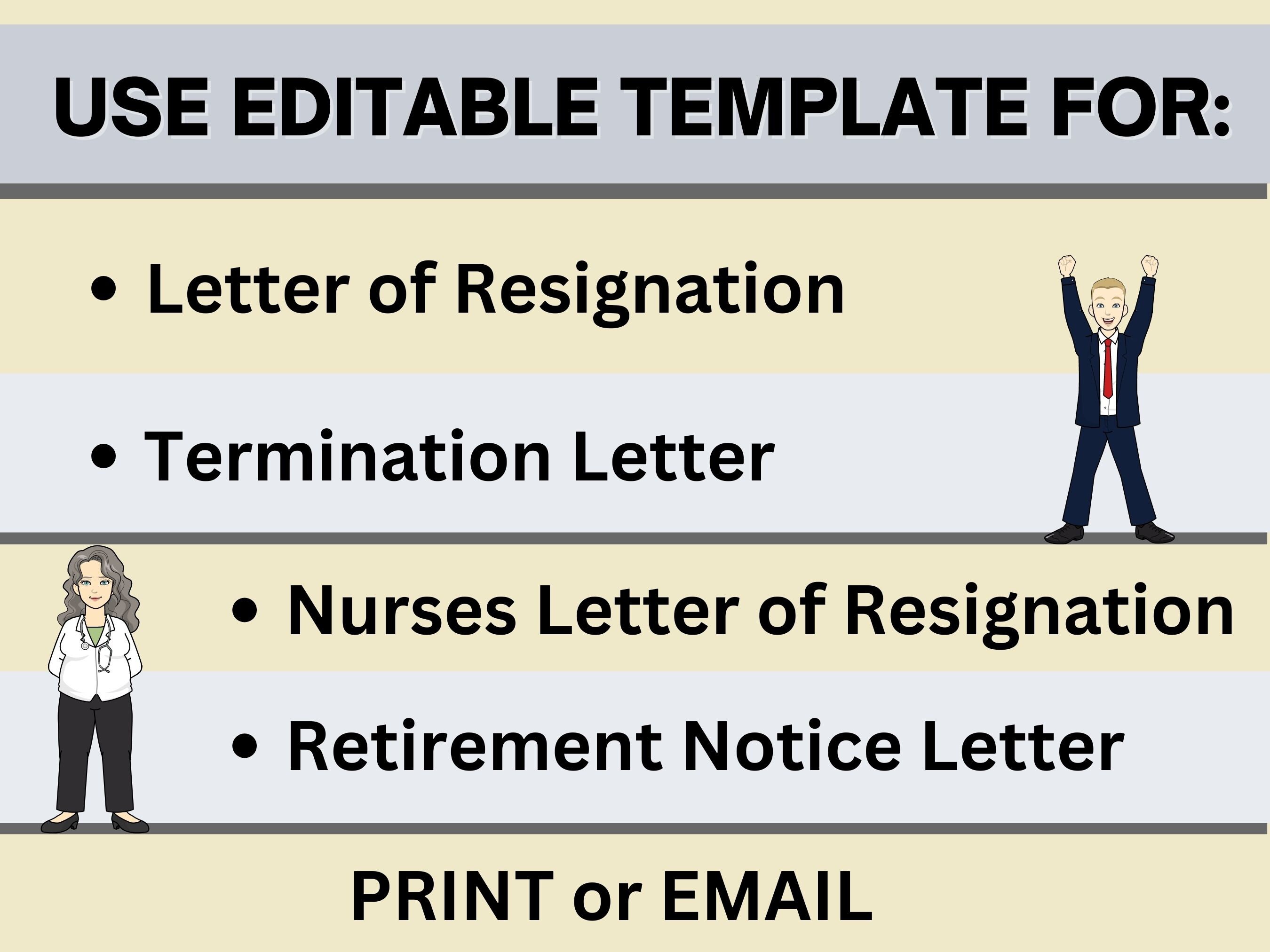 Resignation Letter Template Say Goodbye Professionally With 2 - Etsy UK