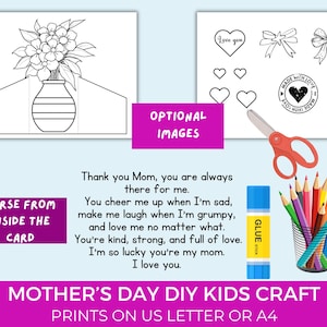 Mothers Day Coloring Card Printable, Mothers Day Craft for Kids ...