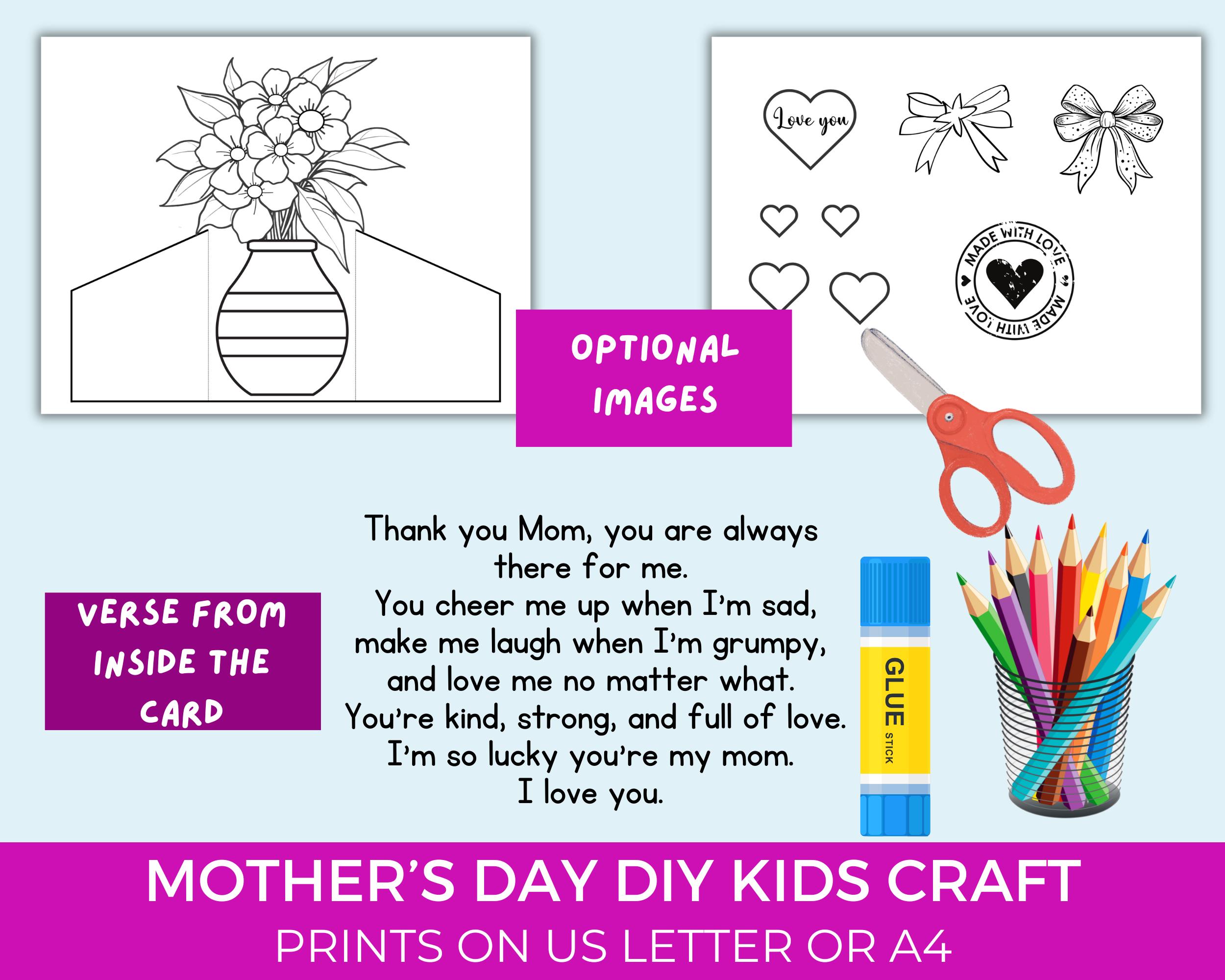 Mothers Day Coloring Card Printable, Mothers Day Craft for Kids ...