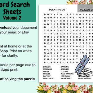 Volume 2 Word Search Puzzles, 25 Fun Gardening Themed Word Find Puzzles ...