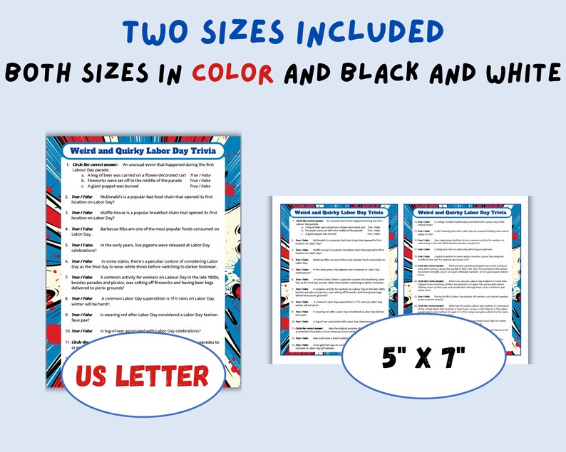 Trivia Game for Labor Day, 25 Crazy Weird Trivia Questions Printable ...