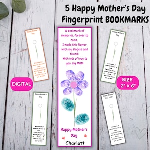 Mother's Day Bookmark, Printable Art From a Child, Kids Craft Project ...