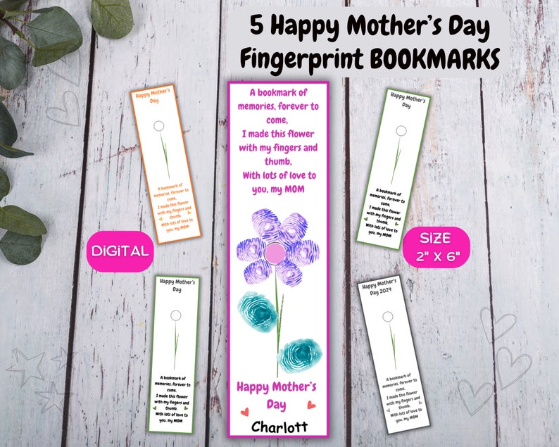 Mother's Day Bookmark, Printable Art From a Child, Kids Craft Project ...