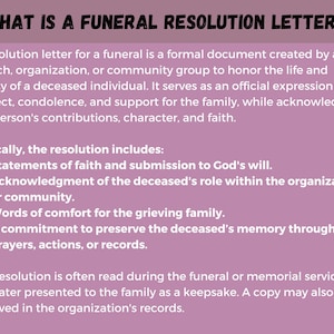 Funeral Resolution Letter A Tribute of Honor and Remembrance, an ...