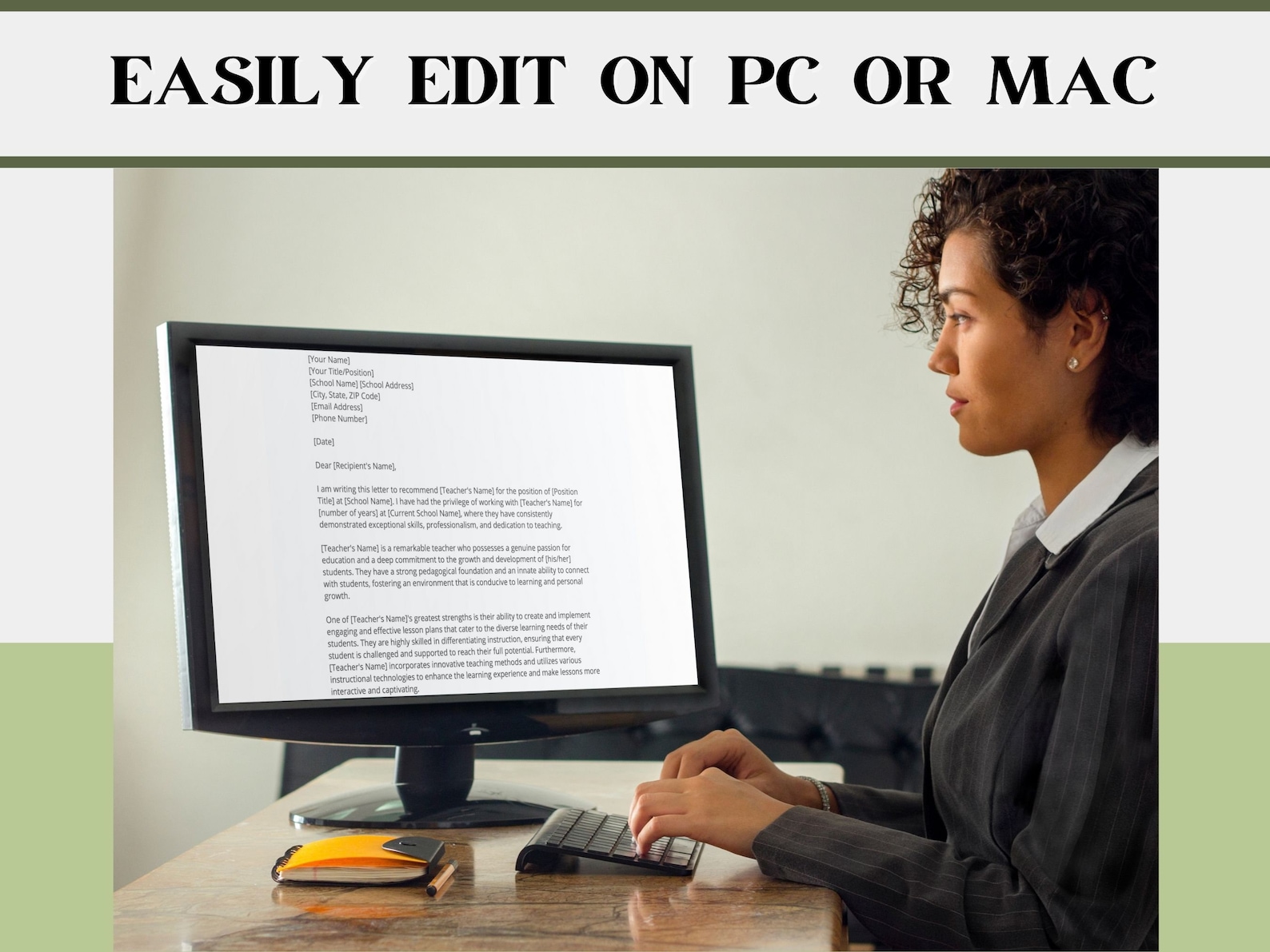 Letter of Recommendation Template for Childcare, Professional Character ...